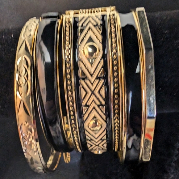 unbranded | Jewelry | 35 Five Vintage 8s Bangles In Black And Gold ...